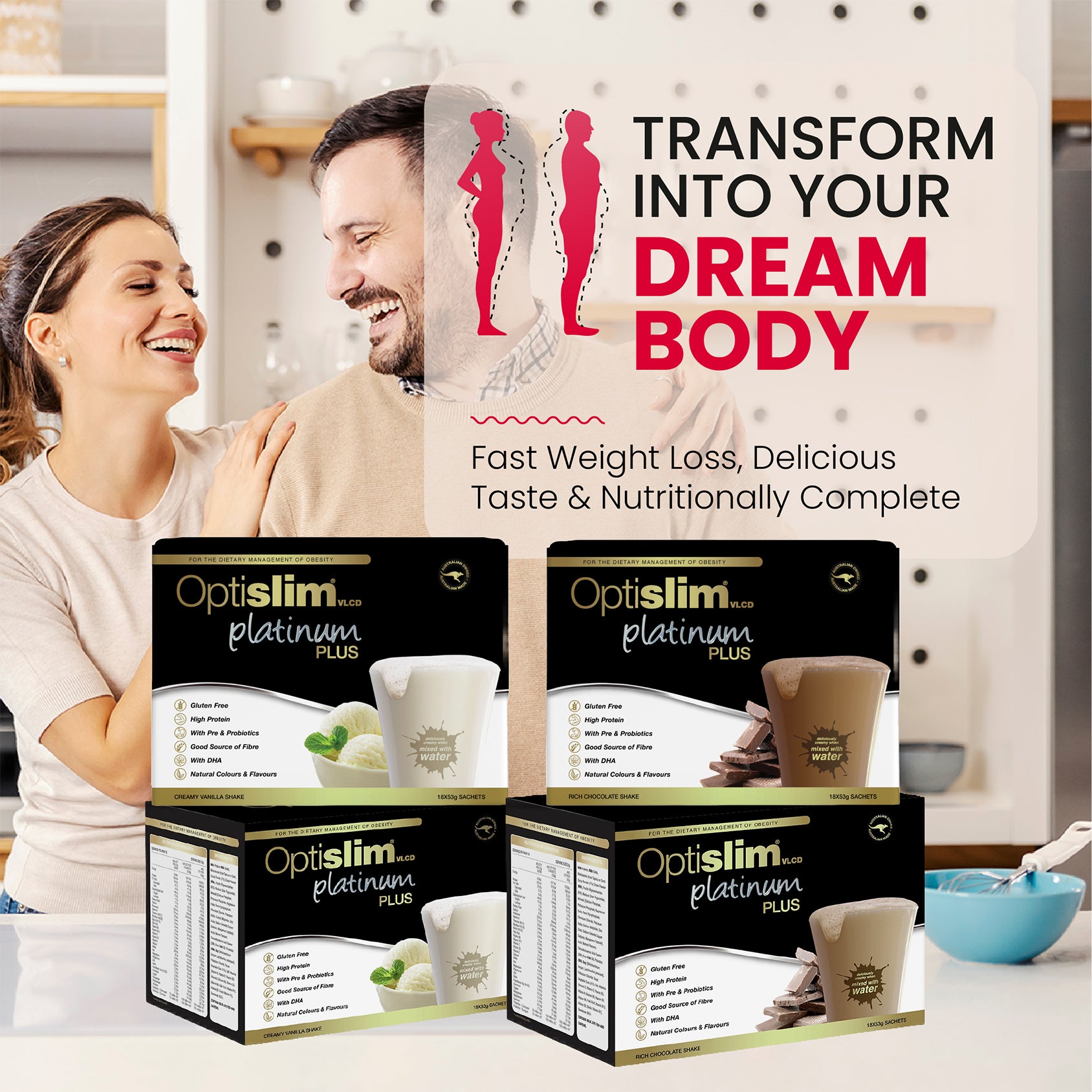 Buy 3 GET 1 FREE Platinum Plus Shakes Bundle | Optislim